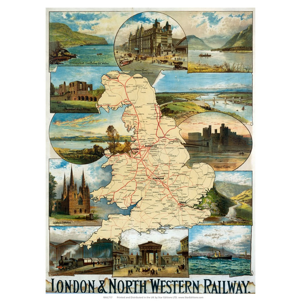 UK Map London and north Western Railway – Star Editions