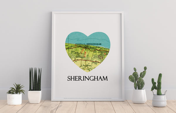 Map Of Sheringham- Loveheart - 11X14inch Premium Art Print – Star Editions